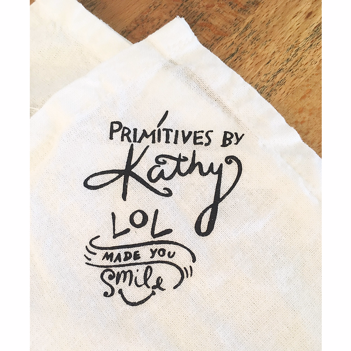 Primitives by Kathy LOL Made You Smile Dish Towel, 28" x 28", Cotton,White, Black