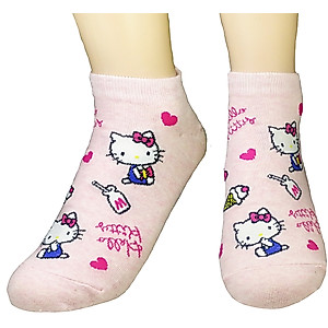 JJMax Women's Hello Kitty Cute Cotton Blend Ankle Socks Set, Milk Kitty, One Size