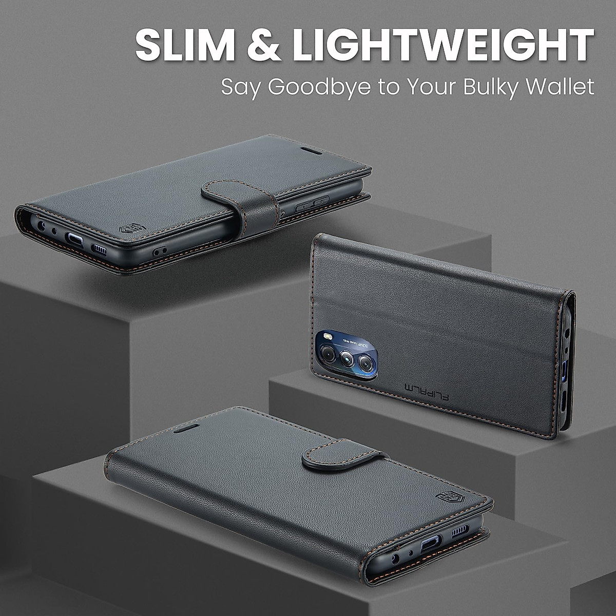 FLIPALM for Moto G Stylus 5G 2022 Wallet Case with RFID Blocking Credit Card Holder, PU Leather Folio Flip Kickstand Shockproof Cover Women Men for Motorola Moto G Stylus 5G 2022 Phone case(Black)