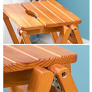 GMZ&KEHC Wooden Step Stool for Adult with Strong Load Capacity, Multi-Purpose 2/3-Step Ladder/Counter Chair, Folding Portable Wooden Step Stool, Anti-Slip & Lightweight (No Assembly),White,2 Stes