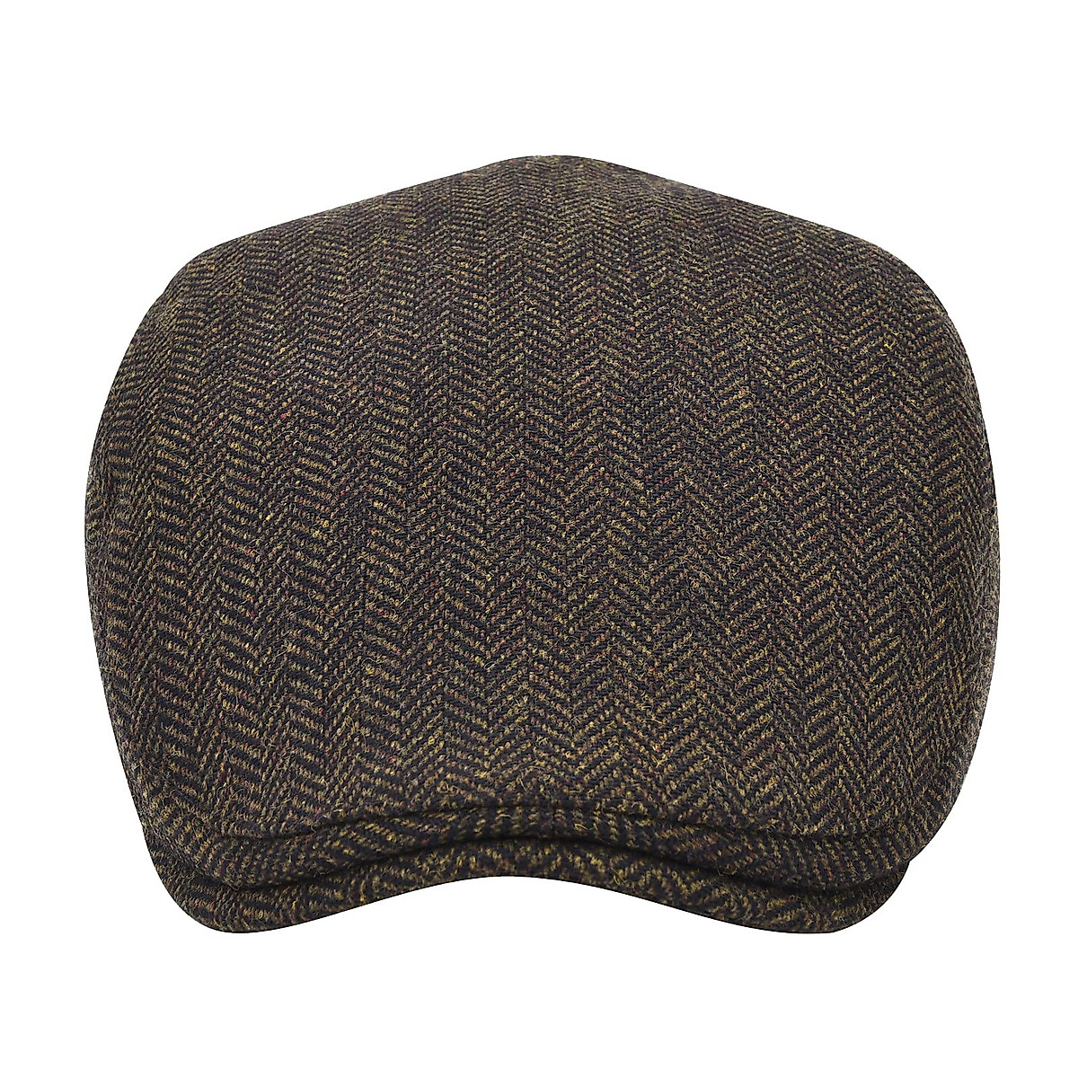 STARANCE Men's Flat Cap Wool Tweed Driving Cap Irish Newsboy Hat (Herringbone Coffee)