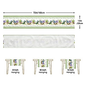 Easter Table Runner Spring Easter Eggs Bunny Runner for Table Decor Burlap Green Farmhouse Easter Decorations 72 Inches Long