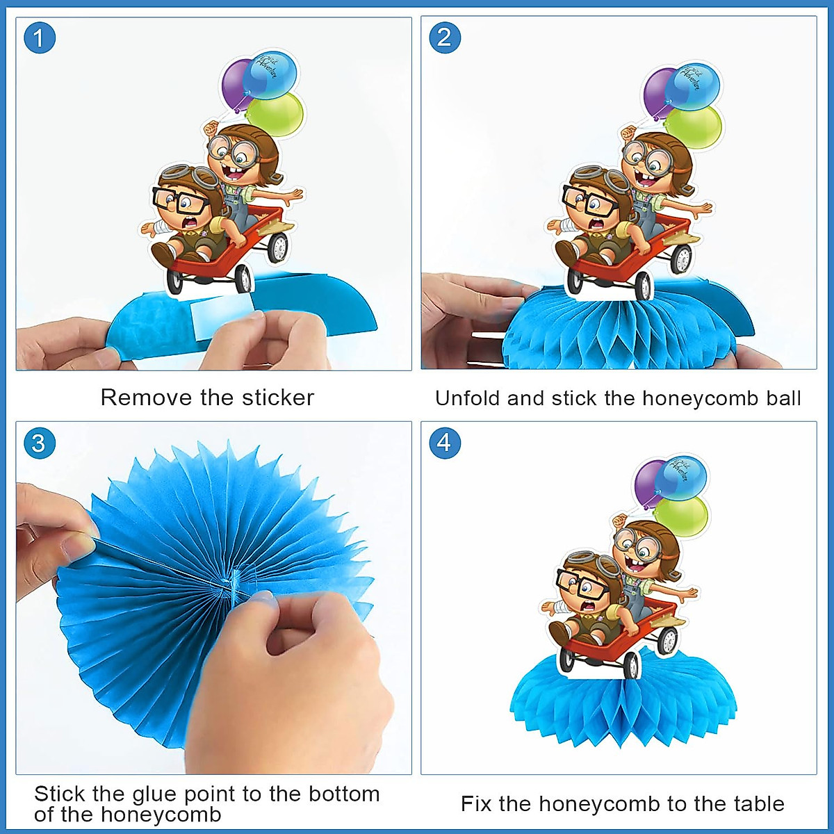 Generic 8PCS 𝑈𝑝 𝐼𝑛𝑠𝑝𝑖𝑟𝑒𝑑 Birthday Party Decorations Honeycomb Centerpiece, Cartoon Game Theme 3D Double Sided Party Table Decorations for Birthday Baby Shower Decorations ﻿