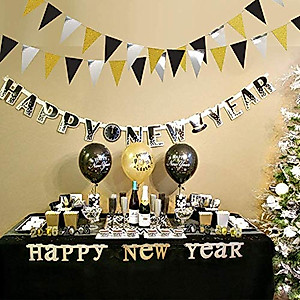 Decor365 Gold Black Silver Vingage Triangle Flag Banner for Graduation Party Decorations Hanging Flag Decoration for Wedding/Birthday/Anniversary/Xmas Dance Prom Party Decor