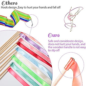 30 Pack Ribbons Dance Streamers 6.6 Feet Long Ribbon Dancer Wand for Kids Rhythmic Gymnastics Ribbon Silks Rainbow Streamer Toys Party Favors for Talent Shows Artistic Dance(Colorful,0.6 Inch)
