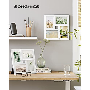 SONGMICS 4x6 Collage Picture Frames, Family Photo Collage Frame Set of 4 for Wall Decor, Glass Front, Wall Hanging or Tabletop, White