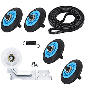 Upgraded Dryer Repair Kit DC97-16782A Dryer Roller Compatible with Samsung DV50K86EV/A3 DV40J3000EW/A2 DV42H5000EW/A3 Includes 6602-001655 Dryer Belt DC93-00634A Dryer Idler Pulley With Tension Spring