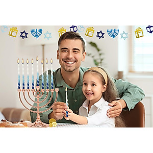 The Dreidel Company Deluxe Twisted Blue & White Hanukkah Menorah Candles for All 8 Nights of Chanukah (Single)