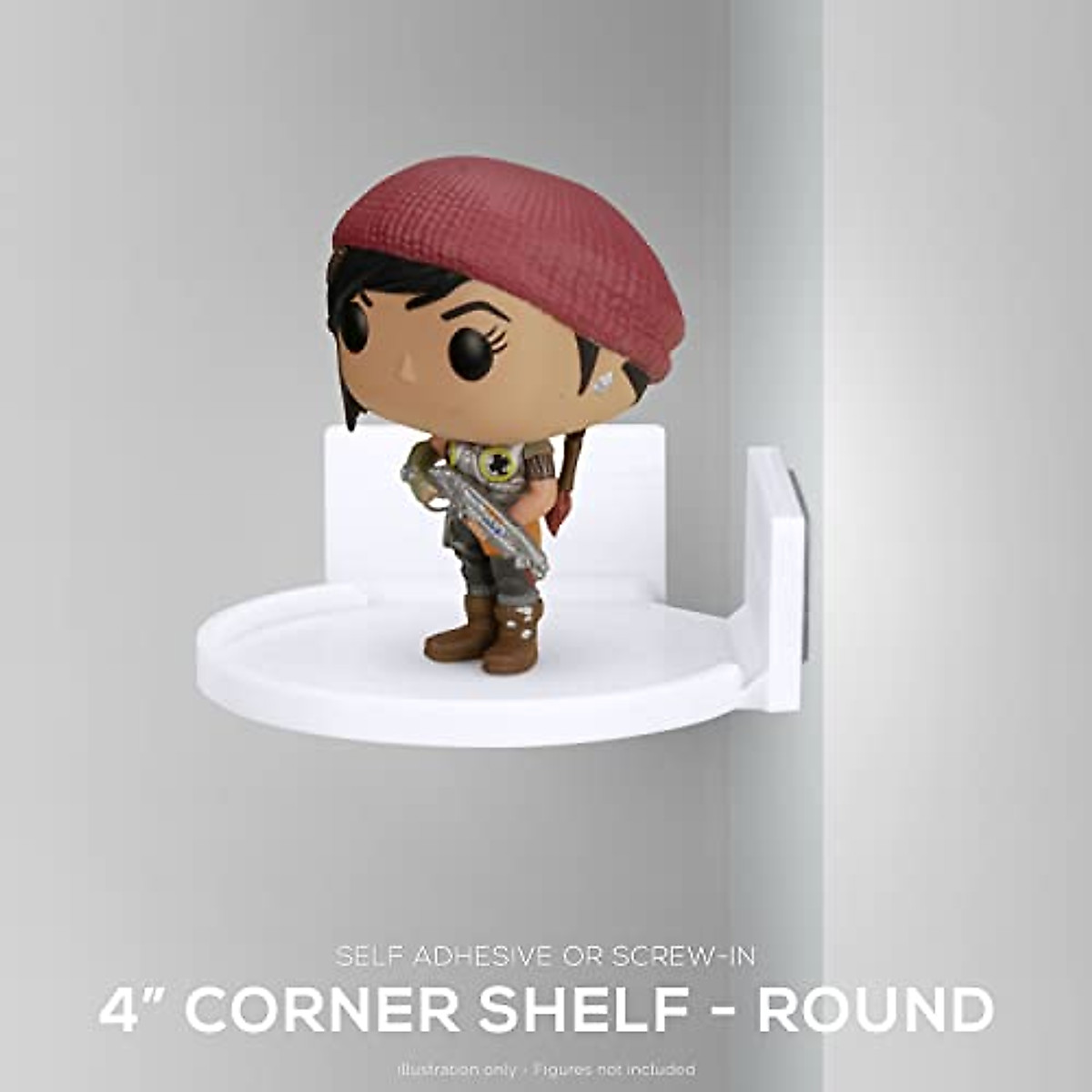 BRAINWAVZ 4” Small Floating Shelf, Adhesive & Screw in, for Bluetooth Speakers, Cameras, Plants, Toys, Books & More, Easy to Install Shelves Wall Mount (White)