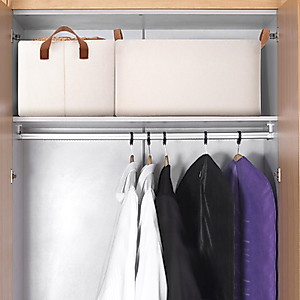 EEONDPU large storage baskets, closet storage bins, Canvas Fabric Storage Basket for shelves, basket organizers for shelf, storage bins for clothes (White 3 Pack, 16½"L×12" W×10" H)