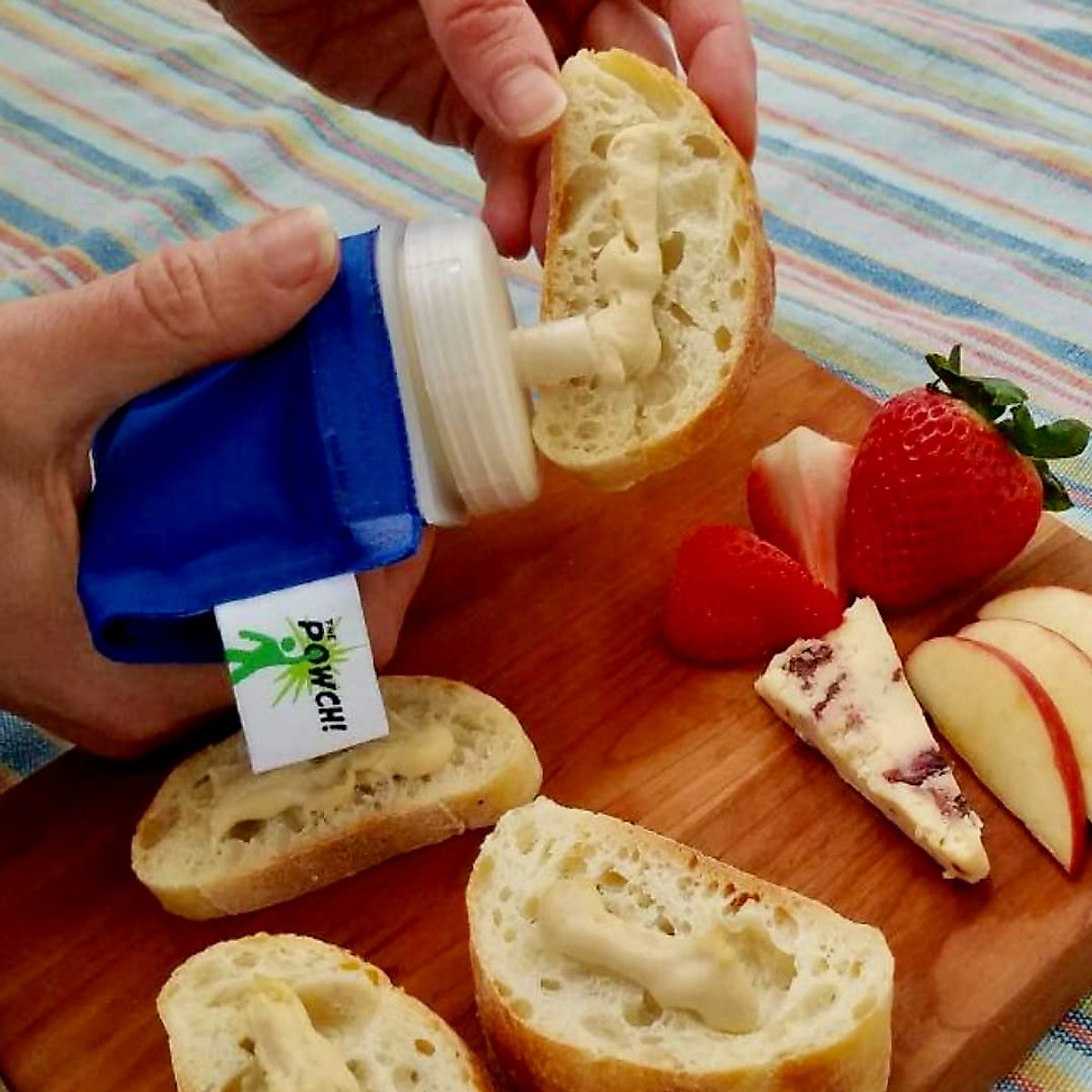 K.O. ECOLIFE THE POWCH! Reusable Food Liquid Pouch Container Bottle 12oz Collapsible Waterproof Kids Adults Pets Soft Fabric Food Container DW/FZR Safe Gives Back Woman-Owned MADE IN USA (Royal Blue)