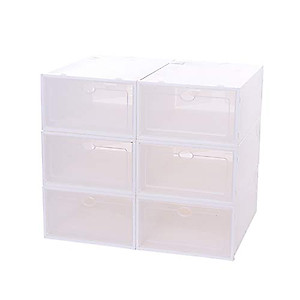 TOPBATHY Shoe Storage Box 6pcs Shoe Storage Boxes Clear Stackable Shoe Container Boxes Shoe Storage Bins Drawer Type Closet Cabinet for Women White Closet Shoe Box