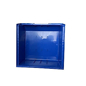 Pack of 6 Blue Plastic Storage Bin Hanging Stacking Containers, Plastic Stack & Hang Bin, Shelf Bin for Tools School, Hospital, Office, Toys - 11"W x 10-7/8"D x 5"H