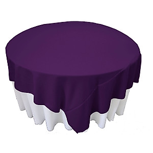 LA Linen Polyester Poplin Washable Square Tablecloth, Stain and Wrinkle Resistant Table Cover, Fabric Table Cloth for Dinning, Kitchen, Party, Holiday 90 by 90-Inch, Purple, (TCpop90x90_PurpleP23)