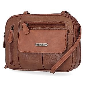 MultiSac Zippy Triple Compartment Crossbody Bag, Pecan Flowers