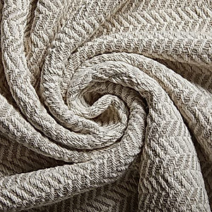 Americanflat 100% Cotton Throw Blanket for Couch - 50x60 - All Seasons Neutral Lightweight Cozy Soft Blankets & Throws for Bed, Sofa or Chair. Indoor or Outdoor [Cream Beige Zig Zag]
