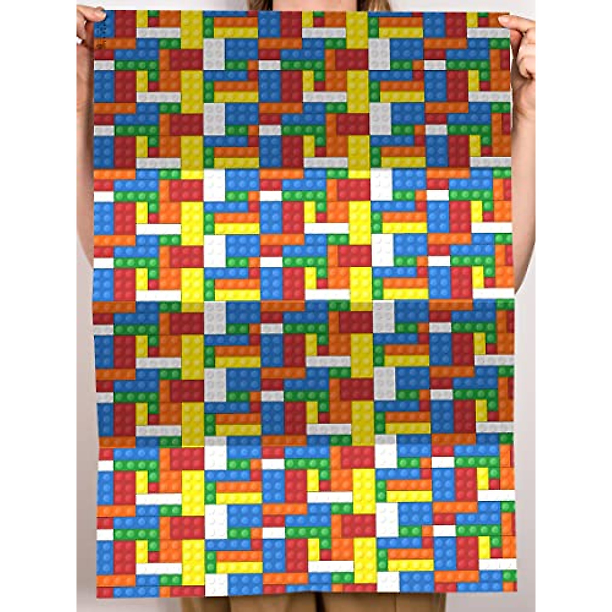 CENTRAL 23 Colorful Wrapping Paper - 6 Sheets of Gift Wrap - Birthday Wrapping Paper for Kids - Building Blocks for Boys and Girls - Birthday Party - Recyclable - Comes With Fun Stickers