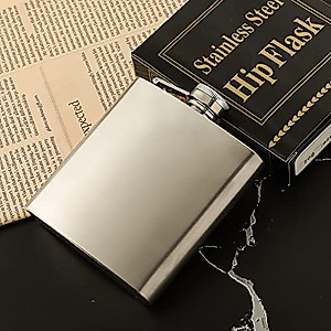 Hip Flask for Liquor 1PCS Silver Thin Flasks 6oz Stainless Steel Leakproof with 1pcs Funnel for Gift, Camping, Wedding Party
