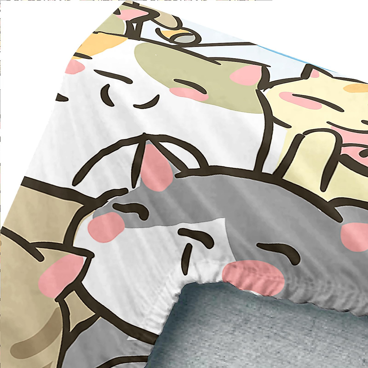 QOOMO Kawaii Cat Sheet Set,Cats Kids Bed Sheets,Cartoon Animals Printed 16" Deep Pocket Bed Sheet Set for Girls/Kids/Teens，4 Piece Sheet Set, 1 Fitted Sheet,1 Flat Sheet and 2 Pillowcases，Twin Size