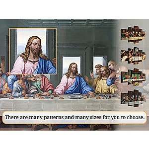 YOUHONG 5 Piece Christian Wall Decor Last Supper Wall Decor Leonardo Da Vinci Wall Art Jesus Pictures for Wall Religious Wall Decor for Dining Room Decor Ready to Hang (50''W x 24''H)