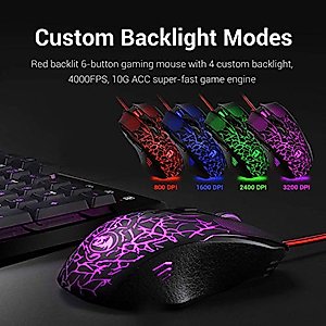 Redragon S107 Gaming Keyboard and Mouse Combo Wired Mechanical Feel RGB LED Backlit Keyboard 3200 DPI Gaming Mouse for Windows PC (Black)