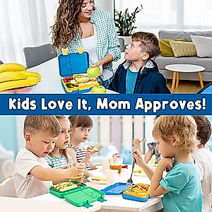 Ordiffo Bento Lunch Box for Kids, 4-6 Compartments with Leakproof Removable Compartment, Dishwasher Safe, Pre-School Kid Toddlers Daycare Lunches Snack Container for Boys, Space Astronaut