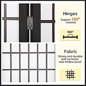 FDW Room Divider 4 Panel Oriental Shoji Screen 6Ft Folding Privacy Divider Wall Divider Portable Freestanding Partition Screen Japanese-Inspired Wood Divider ,White