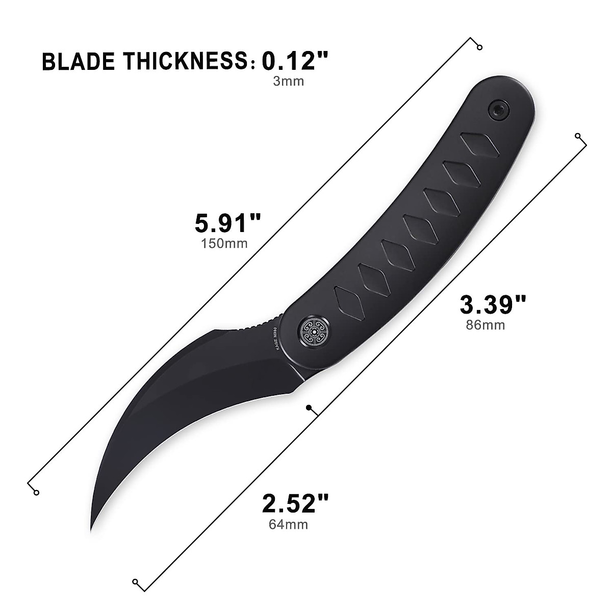 Cavol Knife Kage-C03 Front Flipper Knife,2.52" M390 Stonewashed Blade Pocket Knife,3.39" 6AL4V Titanium Handle,Ceramic Ball Bearing with Liner Lock,Outdoor Folding Knife (Black)