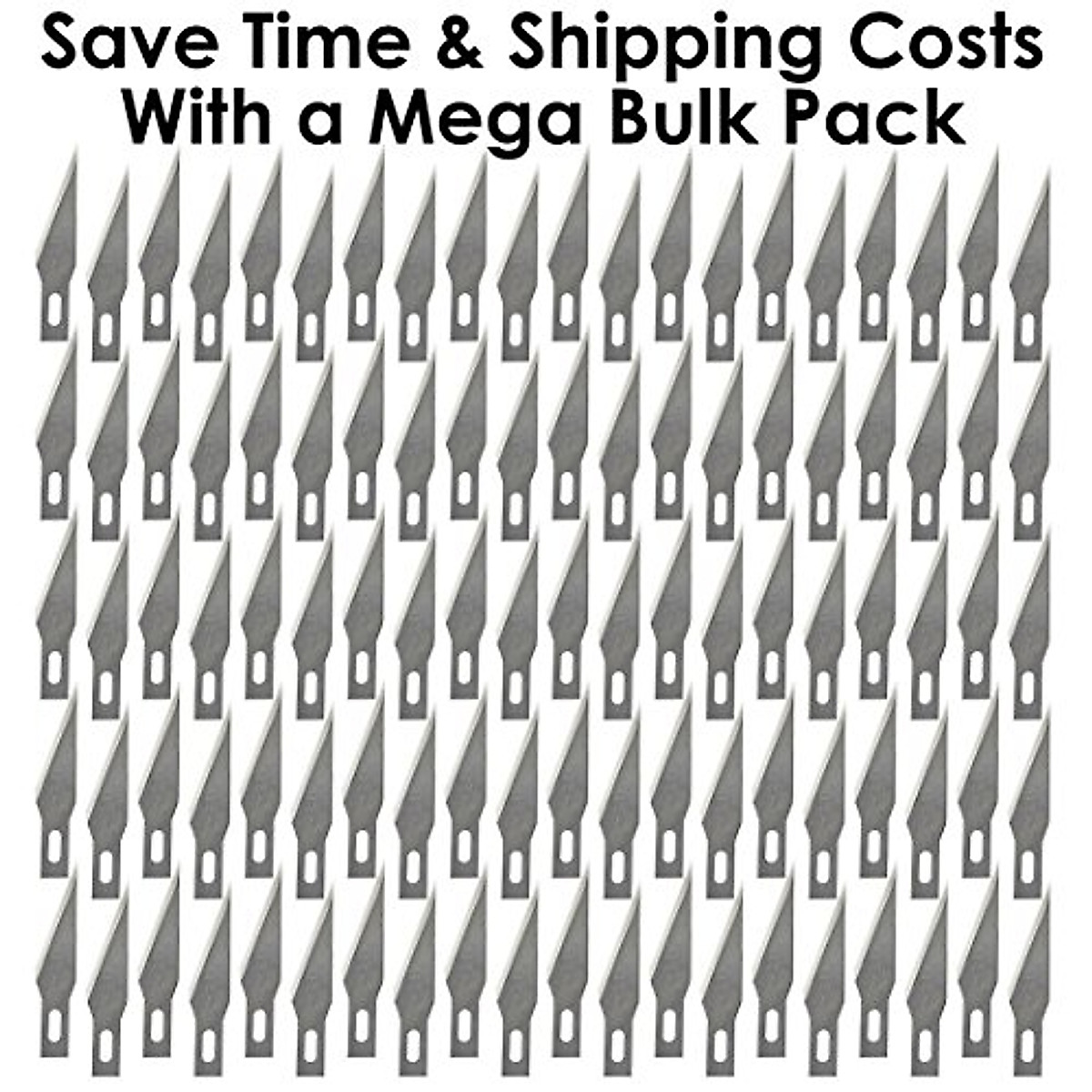 Premium USA-Made Steel Hobby Knife Blades Mega Bulk 100 Pack. Save Time and Shipping Costs! The Fine Point #11 Size Blade Universally Fits #1 Craft Knife Handles for Modeling and Papercraft Projects
