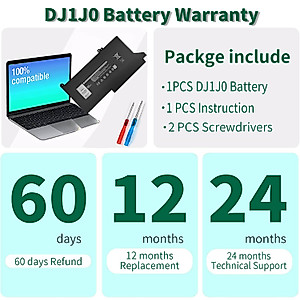 DMKAOLLK 42Wh DJ1J0 Battery for Dell Latitude 7280 7290 7380 7390 7480 7490 E7280 E7290 E7380 E7390 E7480 E7490 Series DJ1JO P28S P28S001 451-BBZL K8X0T1 ONFOH 11.4V