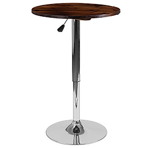 Flash Furniture Hills 23.5'' Round Adjustable Height Rustic Pine Wood Table (Adjustable Range 26.25'' - 35.5'')