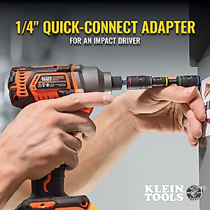 Klein Tools 32907 Impact Driver, 7-in-1 Impact Flip Socket Set with 1/2, 7/16, 3/8, 11/32, 5/16, 1/4 Nut Driver Sizes and 1/4-Inch Bit Holder