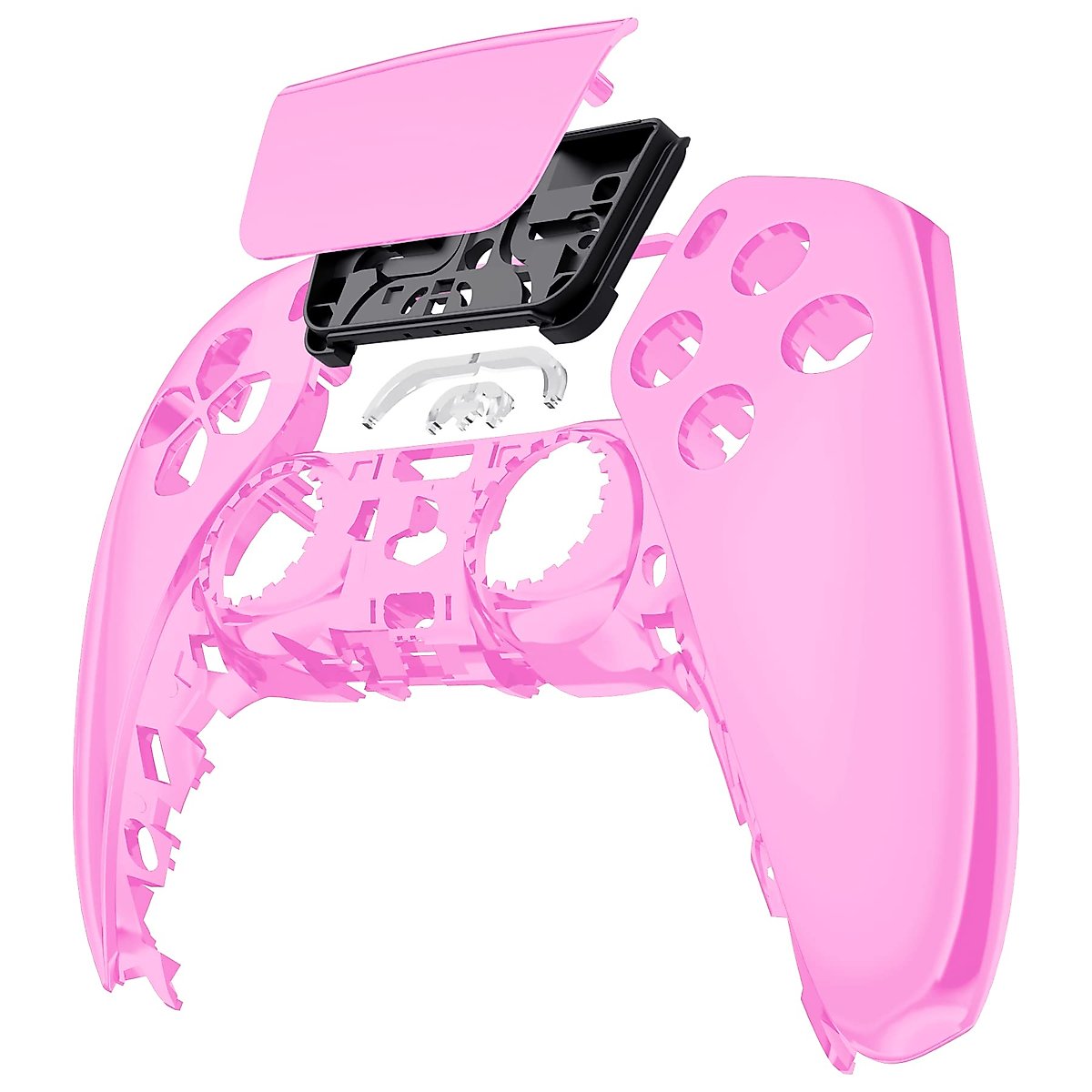 eXtremeRate Chrome Pink Glossy Touchpad Front Top Shell Compatible with ps5 Controller BDM-010 020 030 040 050, DIY Replacement Shell Custom Touch Pad Cover Compatible with ps5 Controller