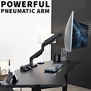 VIVO Premium Aluminum Single Gaming Monitor Arm for Ultrawide Screens up to 49 inches and 44 lbs, Heavy Duty Desk Mount Stand, Pneumatic Height, Max VESA 100x100, Black, STAND-V100D