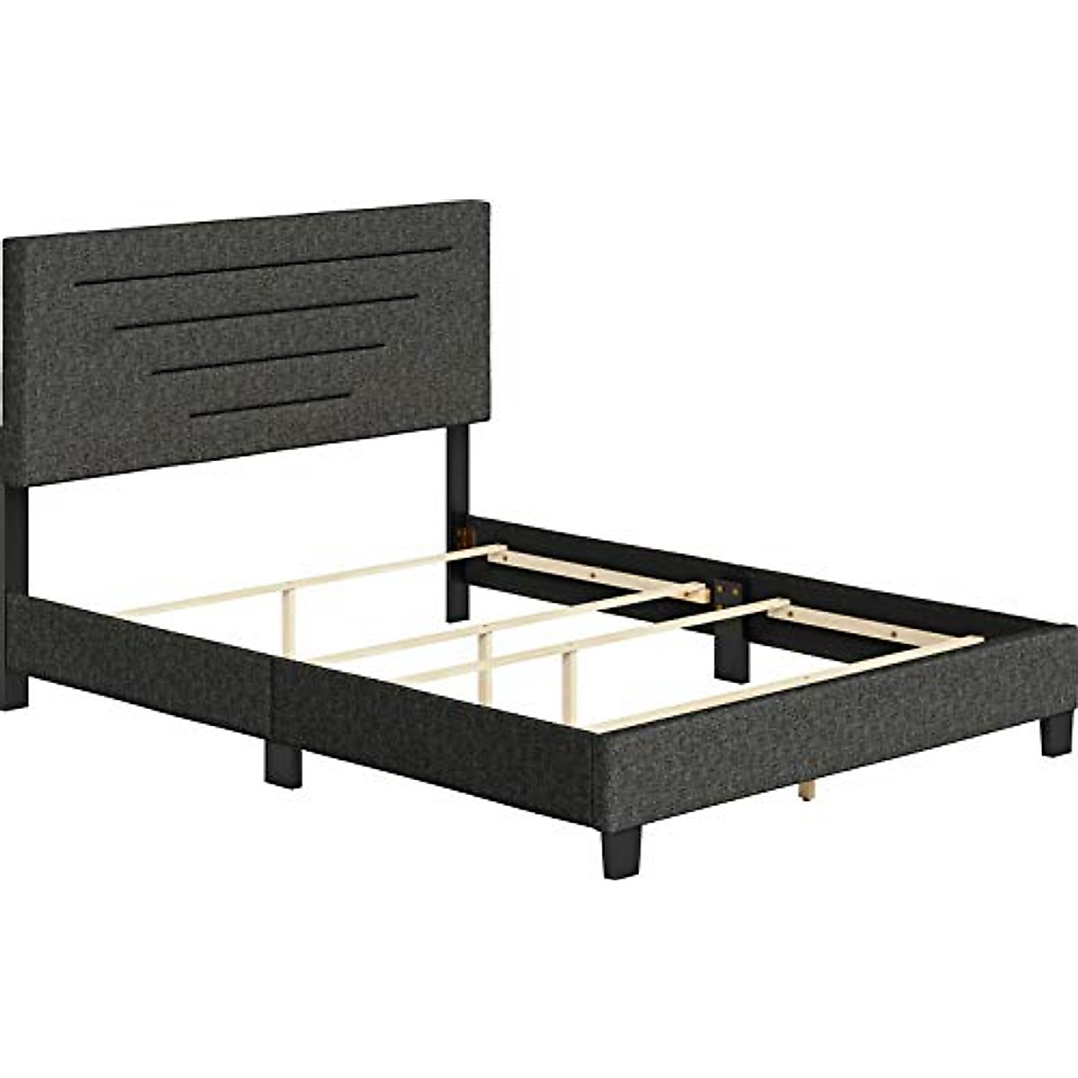 Boyd Sleep Cordoba Upholstered Platform Bed with Headboard and Durable Mattress Foundation with Strong Wood Slat Supports, Box Spring Required: Full, Charcoal