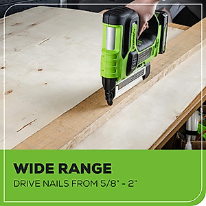 Greenworks 24V 18 Gauge Brushless Brad Nailer Gun, Cordless Finish Nailer, Staple Gun Cordless with 2Ah Battery and 2A Charger