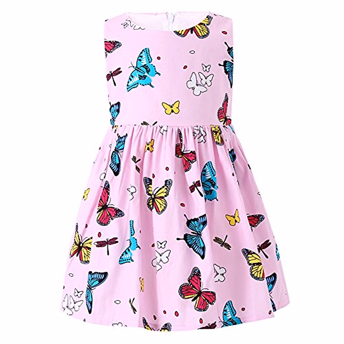 SMILING PINKER Little Girl Dresses Summer Butterfly Kids Toddler Cotton Sundress (Pink, 5 Years)