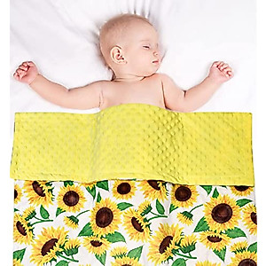 Boyoung Baby Blanket, Soft Minky Warm Blanket for Boy or Girl, Receiving Blanket with Double Layer Dotted Backing for Newborns Nursery Stroller Toddlers Crib Bedding (30x40 Inch) Sunflower, 7894218