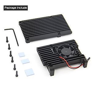 eleUniverse Armor Case with Fan for Raspberry Pi 4, Aluminum Alloy Metal Case with Cooling Fan Compatible with Raspberry Pi 4 Model B 2GB/4GB/8GB Computer