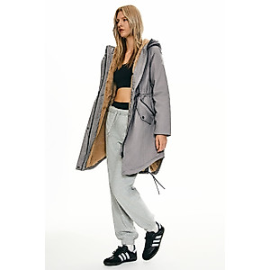 Orolay Women's Thicken Fleece Lined Parka Winter Coat Hooded Jacket with Pockets Brushed Nickel XL