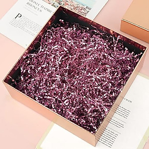 Uptotop 4oz Crinkle Cut Paper Shred Filler for Gift Wrapping Basket Filling, Birthday, Christmas, Thanksgiving, Wedding, Mother's Day, Glitter Pink (4 oz)