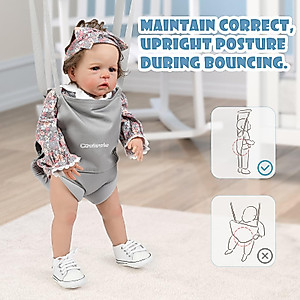 Cowiewie 2 in 1 Baby Jumper with Strong Support Stand, w/Walking Harness Function, Baby Exerciser Quick-Fold and Storage, White+Gray