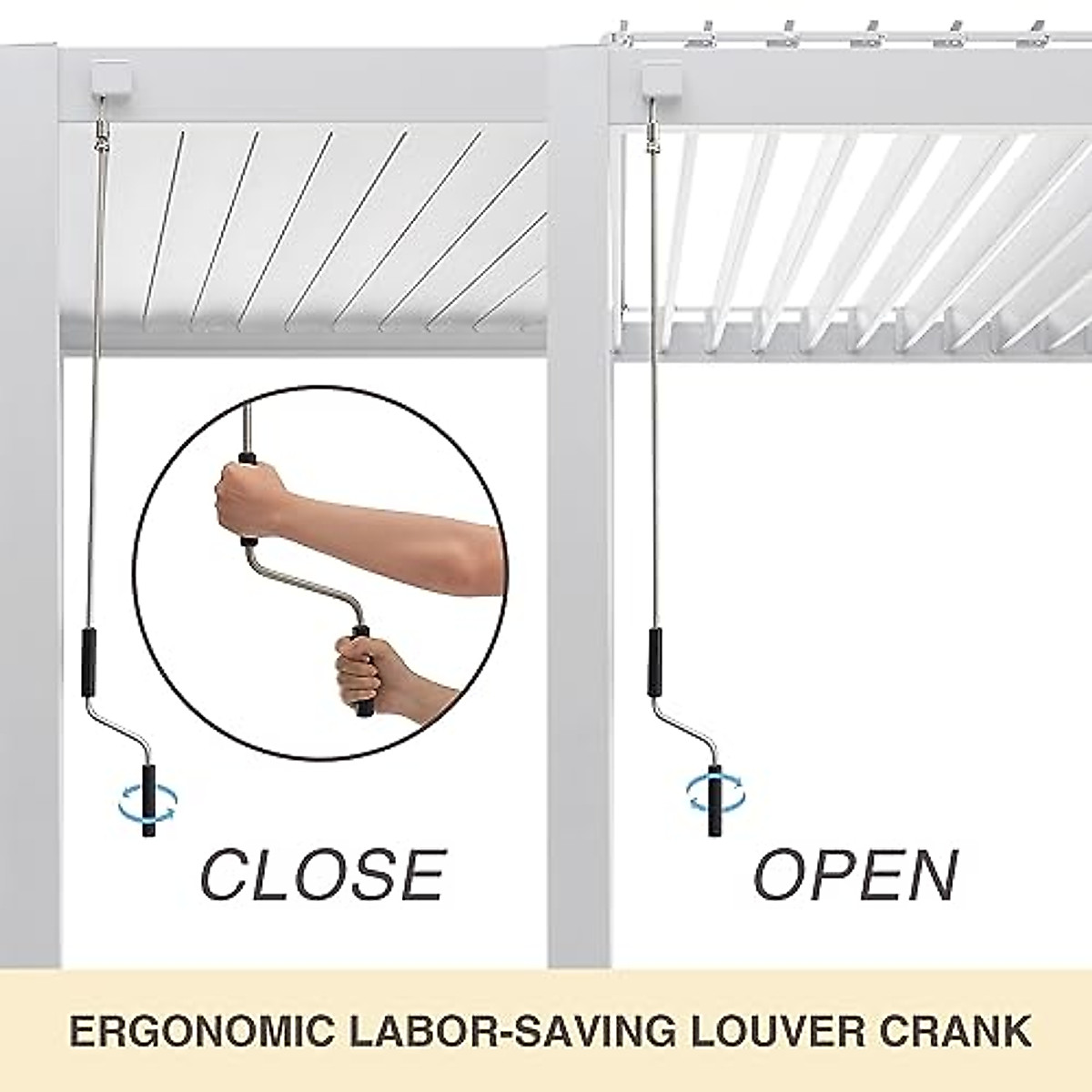 Gardesol 10×20 FT Aluminum Louvered Pergola Hardtop Adjustable Rainproof Gazebo with 4pcs 10FT Pull Down Privacy Screen Side Shade for Outdoor Patio Garden Deck Yard (White)