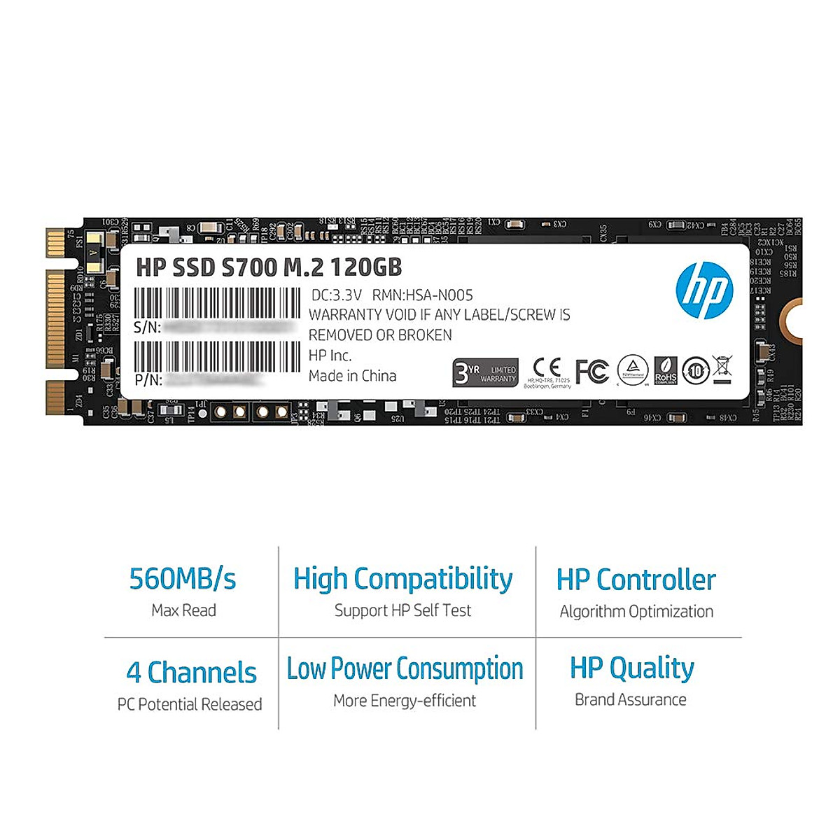 HP SSD S700 M.2 2280 120GB SATA III 3D TLC NAND Internal Solid State Drive (SSD) 2LU78AA#ABC