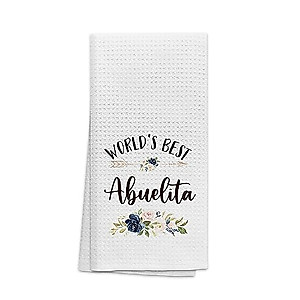 OHSUL Grandma Kitchen Towels,World's Best Abuelita Floral Kitchen Towels Dish Towels Dishcloth,Abuelita Gifts in Spanish,Abuelita Mother's Day Day Gifts,Abuelita Gifts from Grandchildren