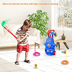 Toyly Toddler Golf Toy Club Set,4 Colorful Golf Sticks,4 Balls and 2 Practice Holes, Sports Toys,Toys Gift for Boys Girls, kids 3 4 5 6 Year Old