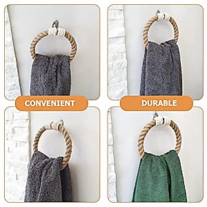 CLISPEED Towel Ring Wall Mounted Towel Rack Nautical Rope Bath Towel Hangers Vintage Hand Towel Holder for Shower Bathroom Bedroom
