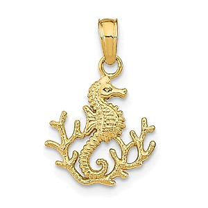 IceCarats 14K Yellow Gold Small Seahorse Necklace Charm Pendant Only