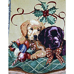 Labrador Retriever Dog Throw Blanket - Tache Adorable Puppy's First Christmas Holiday Animal Lover Gift Decorative Woven Tapestry Dog Throw Blanket, 50" x 60"