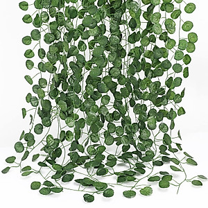 Whonline 14 Pack 96 Feet Fake Leaves Artificial Ivy Vines Greenery Decor Leaf Garland Hanging Plants Vines for Bedroom Home Wedding Jungle Party Decorations